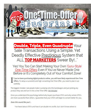 One Time Offer Blueprints - Increase Your Sales with One Simple Tactic!